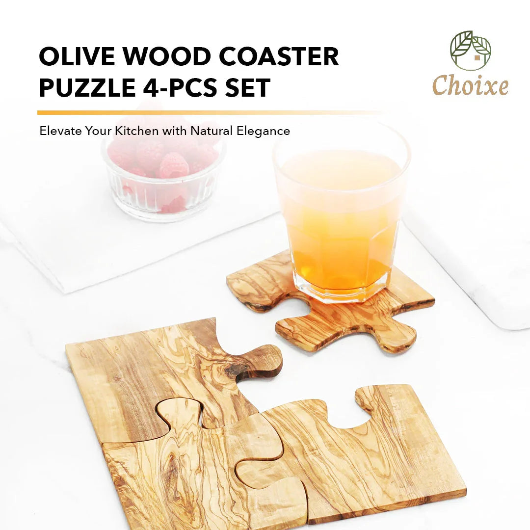 Olive Wood Coaster Puzzle 4-Pcs Set. – Shop Forest River