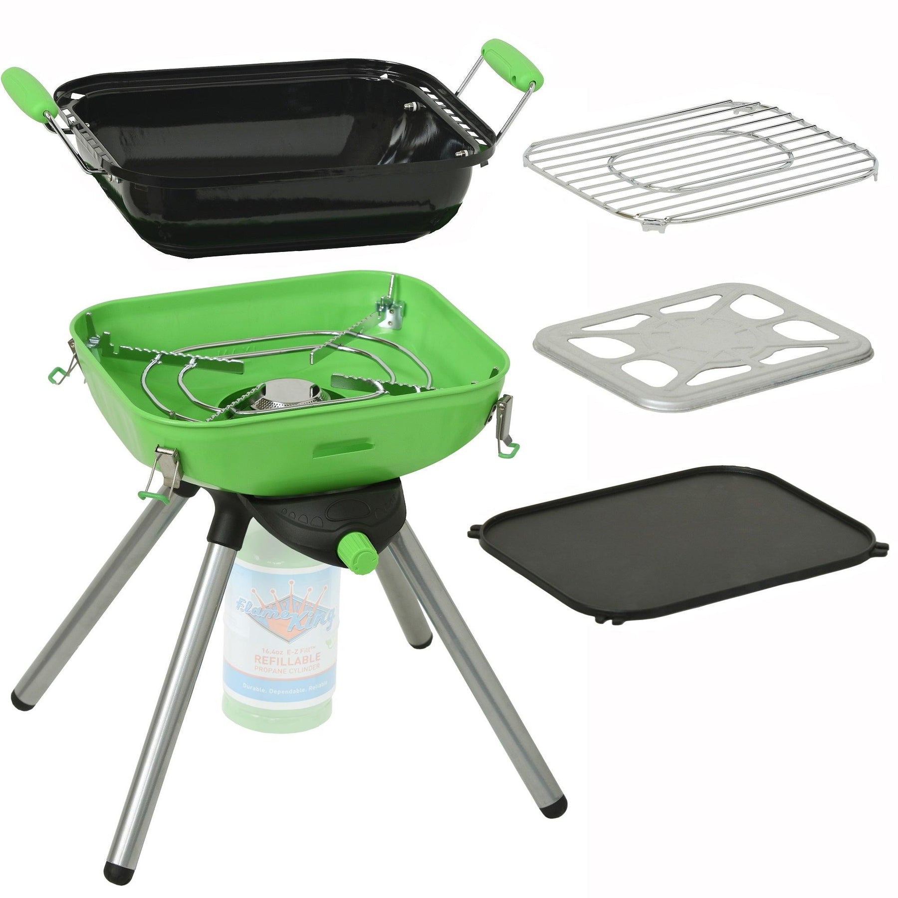 Flame King 5-in-1 Portable BBQ Grill Camp Stove – Multi-Function Propa ...