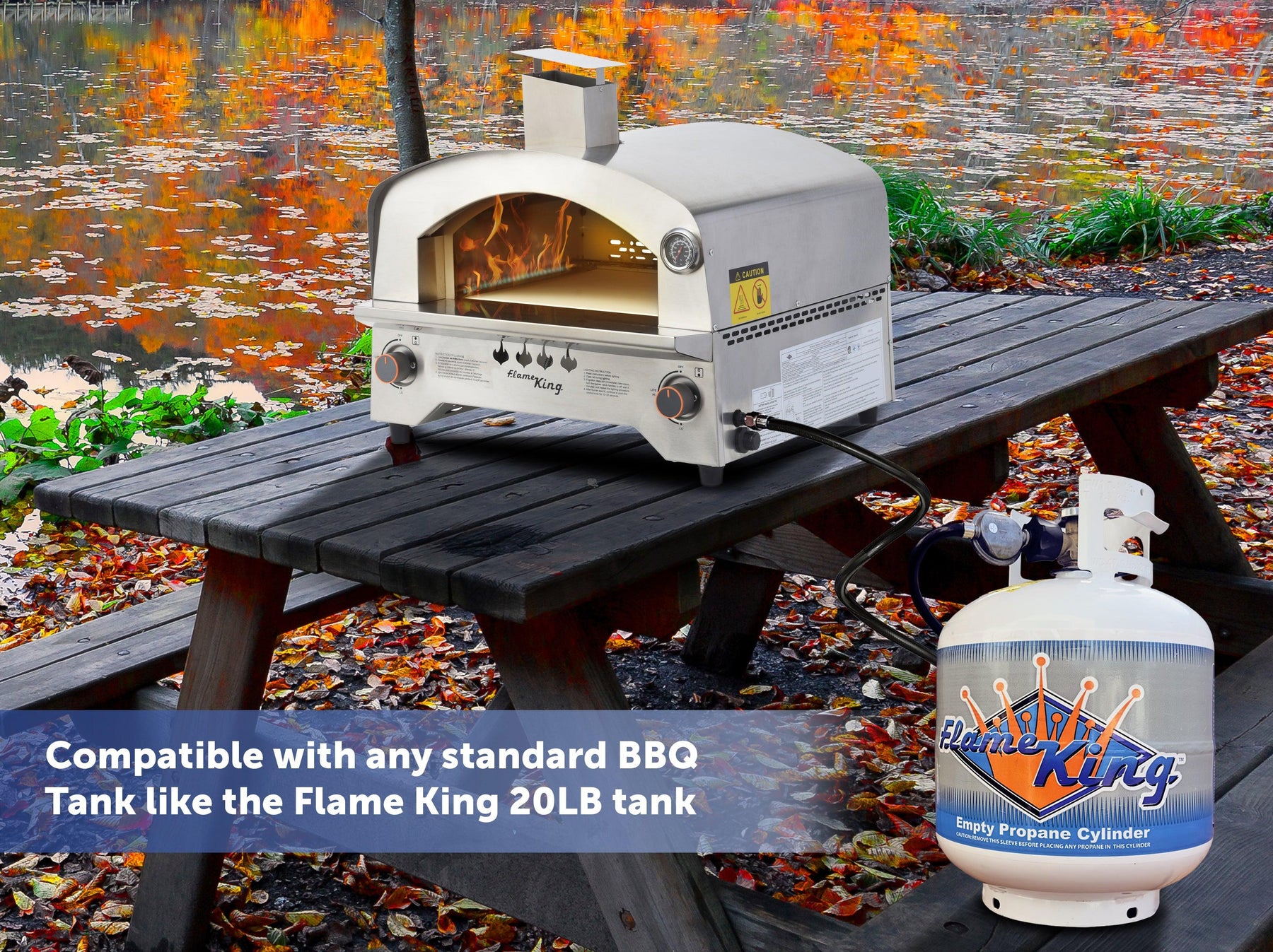 Flame King Outdoor Portable Stainless Steel Propane Pizza Oven Gas Wit ...