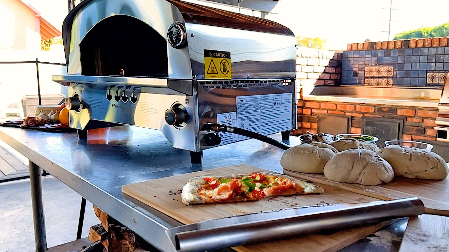 Flame King Outdoor Portable Stainless Steel Propane Pizza Oven Gas Wit ...